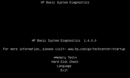 HP BASIC SYSTEM DIAGNOSTICS 메시지 표시