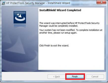 3. 순서 2 에서 해당 프로그램들을 모두 제거 하였다면 , HP ProtectTool Security Manager 를 ...